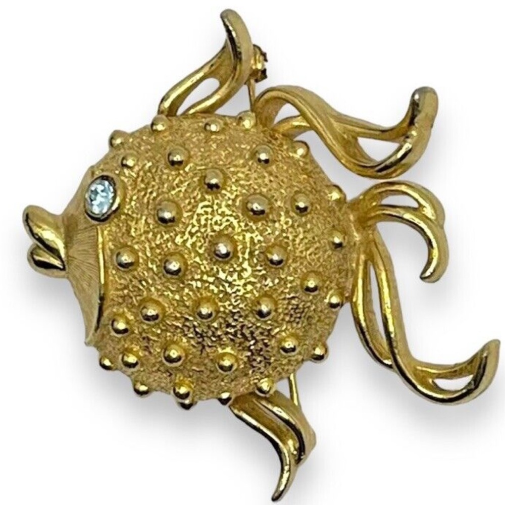 Vintage Avon Gold Tropical Puffer Fish Solid Perfume … - Gem